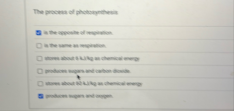 Solved The process of photosynthesisis the cogesibe of | Chegg.com