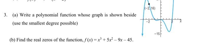Solved (a) Write a polynomial function whose graph is shown | Chegg.com