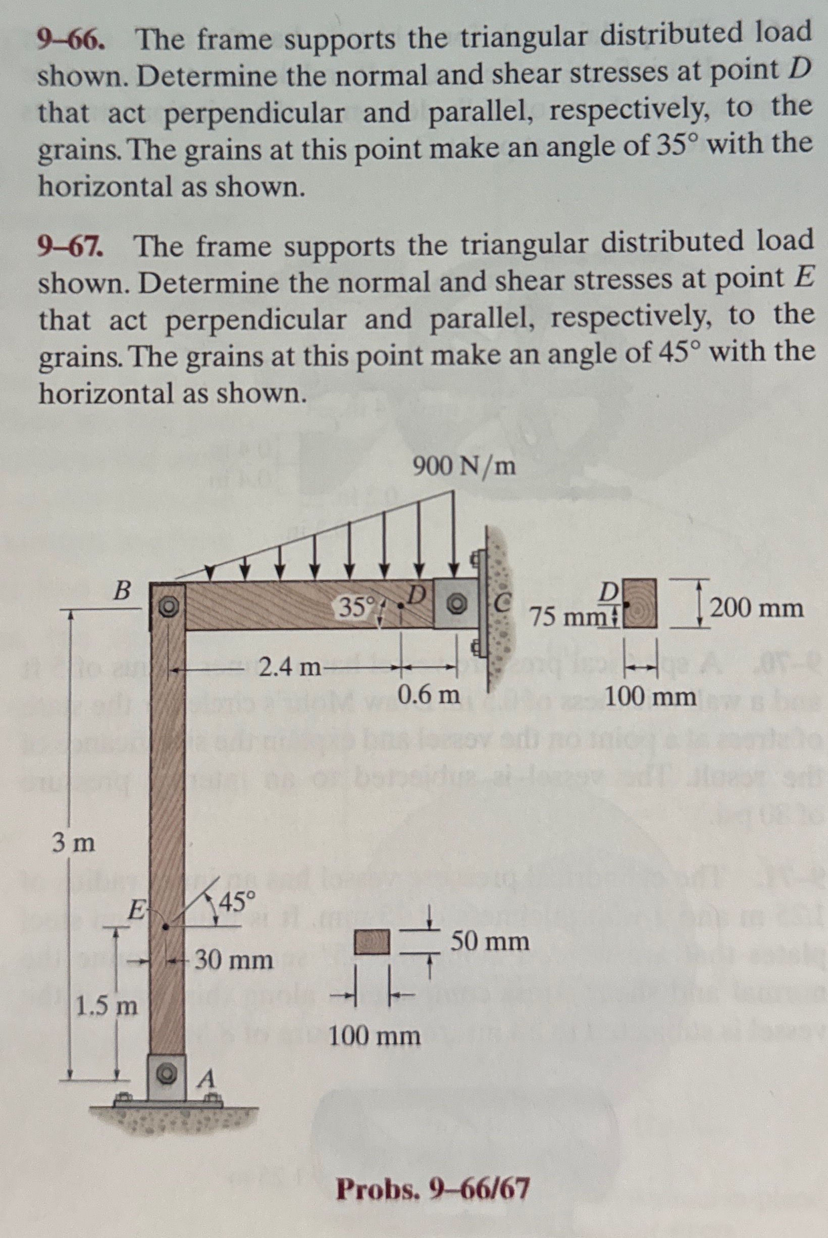 Solved 9-66. ﻿The frame supports the triangular distributed | Chegg.com