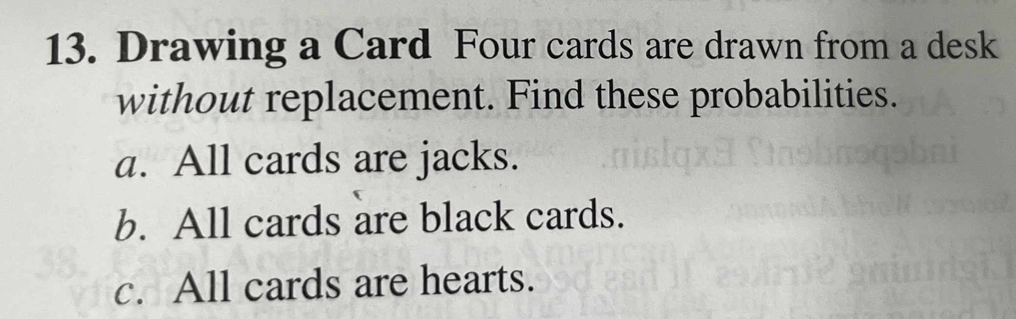 Solved Drawing a Card Four cards are drawn from a desk | Chegg.com