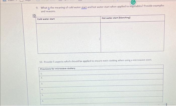 Solved 9. What is the meaning of cold water start and hot | Chegg.com