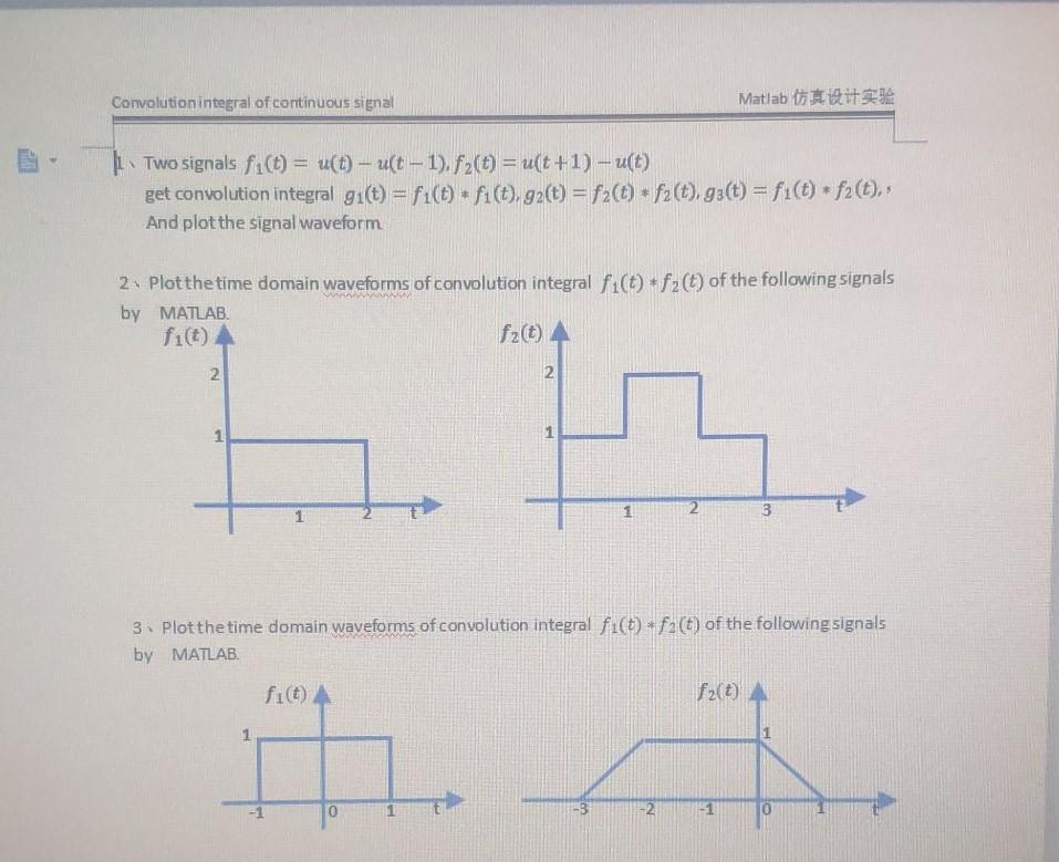 Convolution integral of continuous signal | Chegg.com