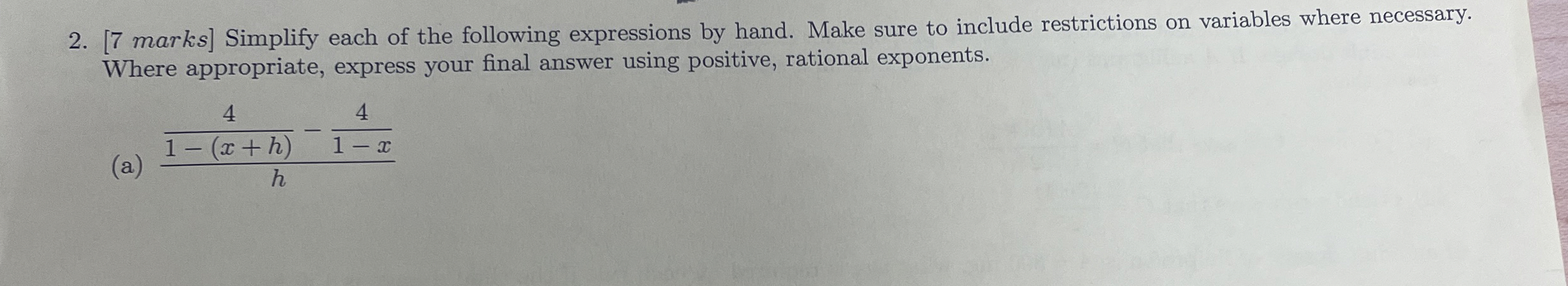 Solved [7 ﻿marks] ﻿Simplify each of the following | Chegg.com
