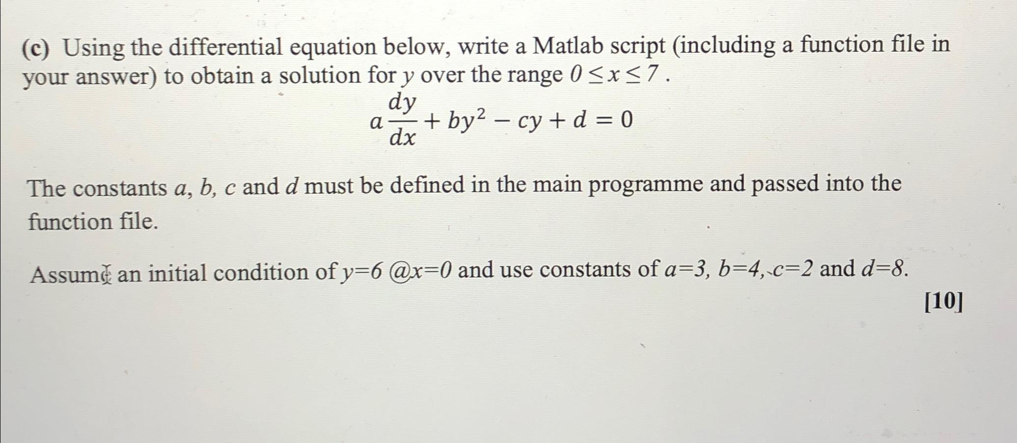 Solved (c) ﻿Using the differential equation below, write a | Chegg.com