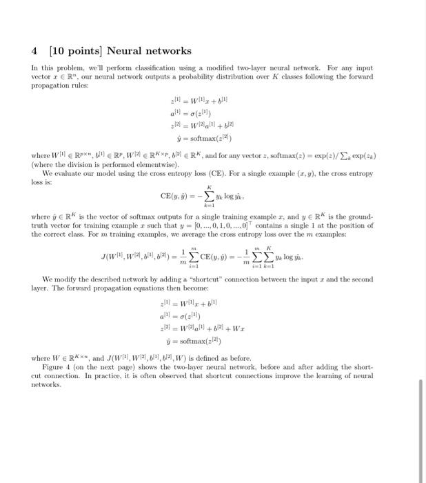 Solved 4 [10 points] Neural networks In this problem, we'll | Chegg.com