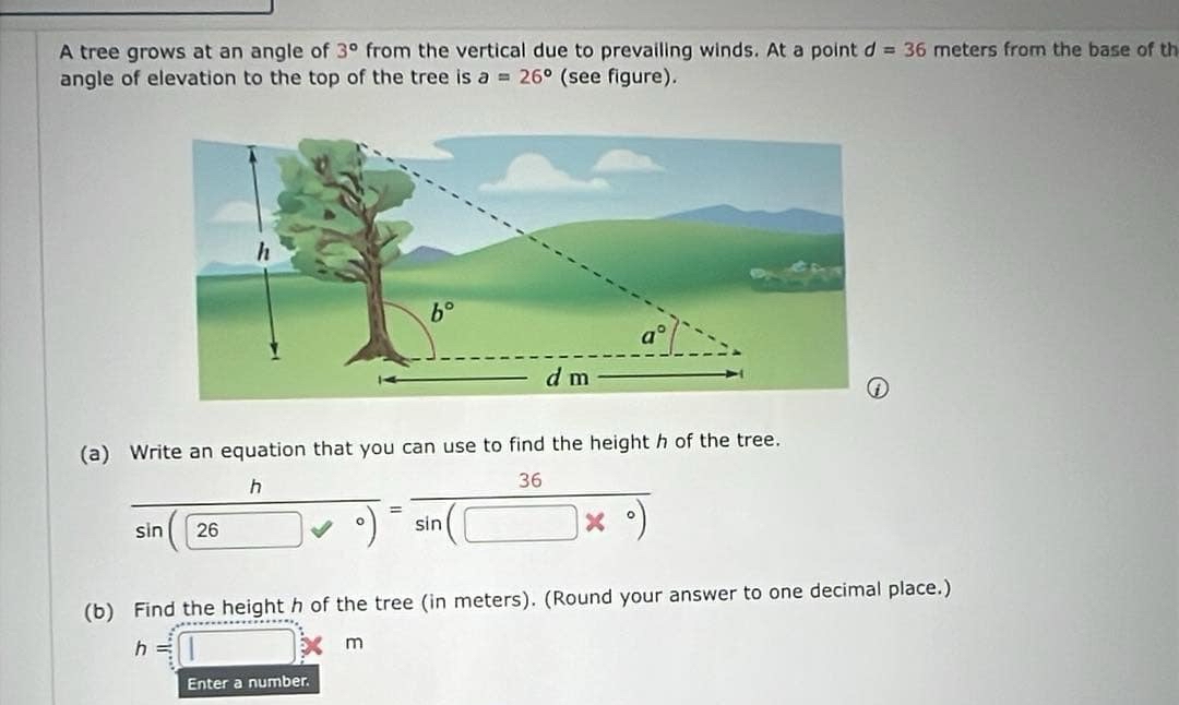 Solved A tree grows at an angle of 3° ﻿from the vertical due | Chegg.com