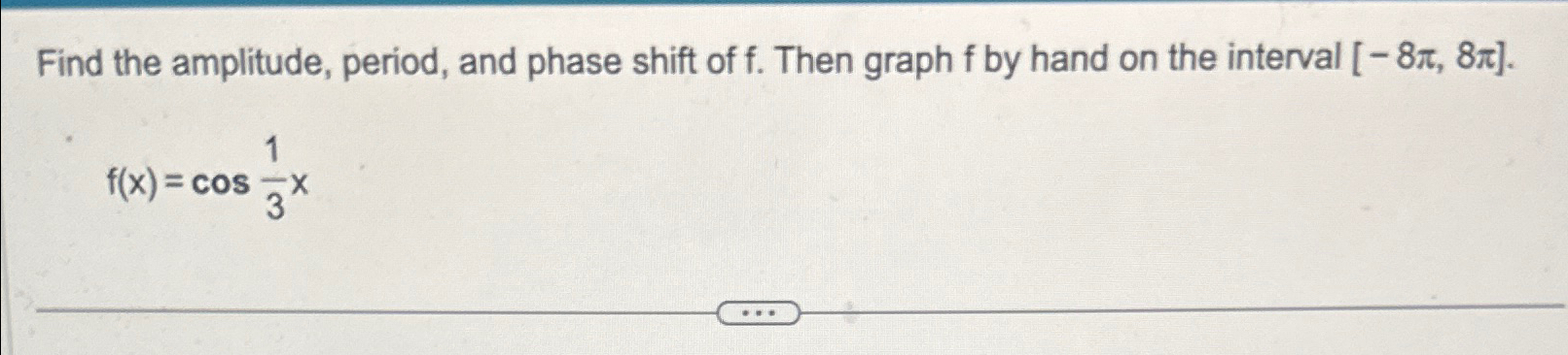 Find the amplitude, period, and phase shift of f. | Chegg.com