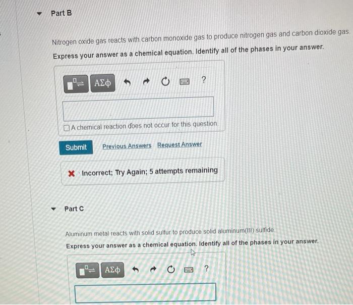 Solved Nitrogen oxide gas reacts with carbon monoxide gas to | Chegg.com
