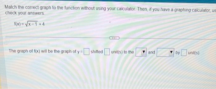 Solved Match the correct graph to the function without using | Chegg.com