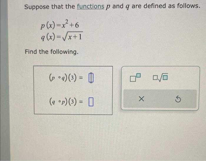 Solved Suppose that the functions p and q are defined as | Chegg.com