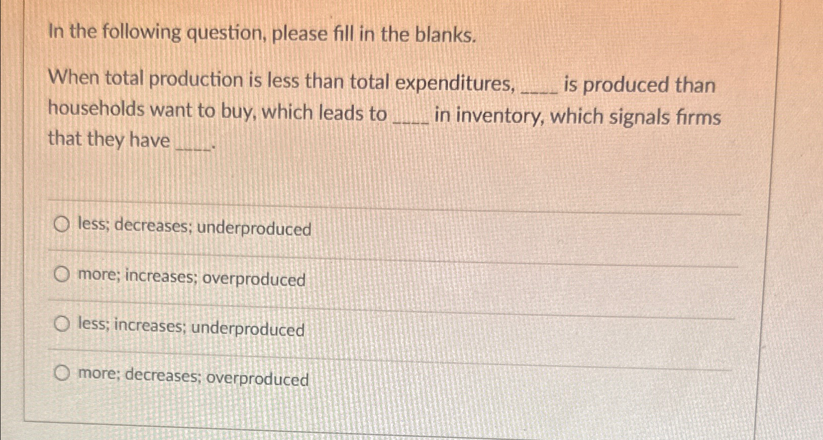 Solved In the following question, please fill in the | Chegg.com