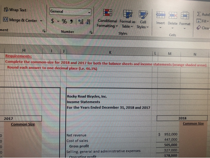 Solved Wrap Text General Σ Auto- Merge & Center $ %, 8 Fill | Chegg.com