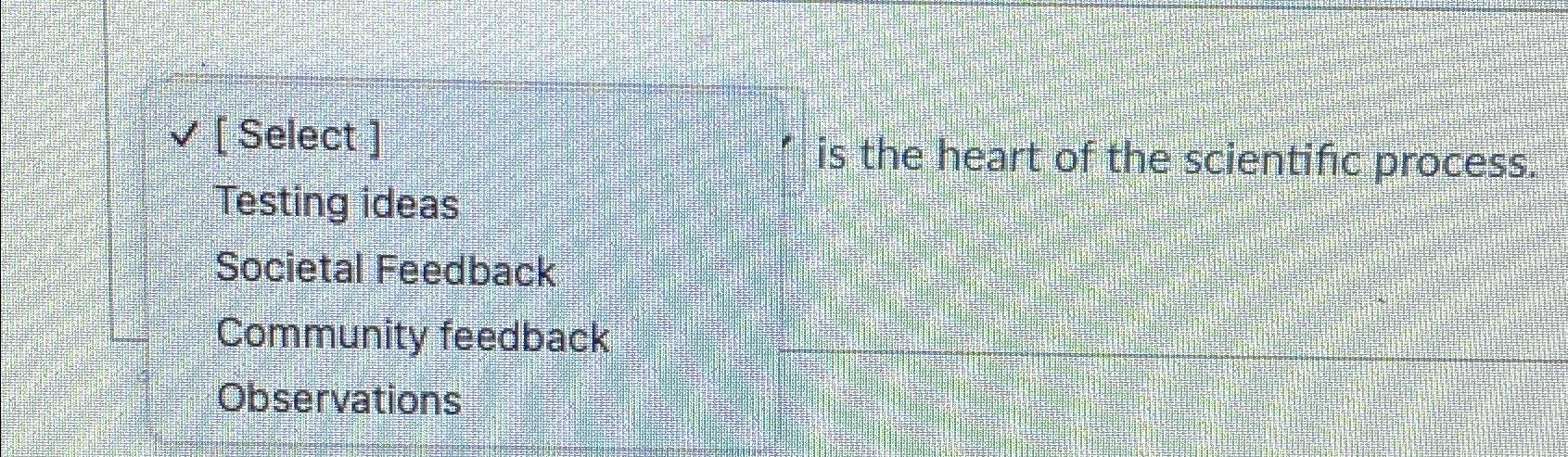 Solved [ ﻿Select ]Testing ideas is the heart of the | Chegg.com