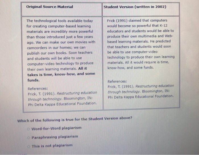 Original Source Material Student Version While | Chegg.com