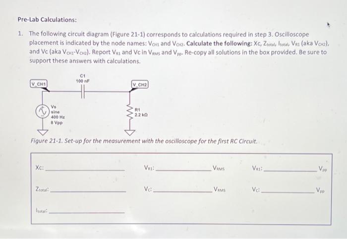 Solved Pre-Lab Calculations: 1. The following circuit | Chegg.com