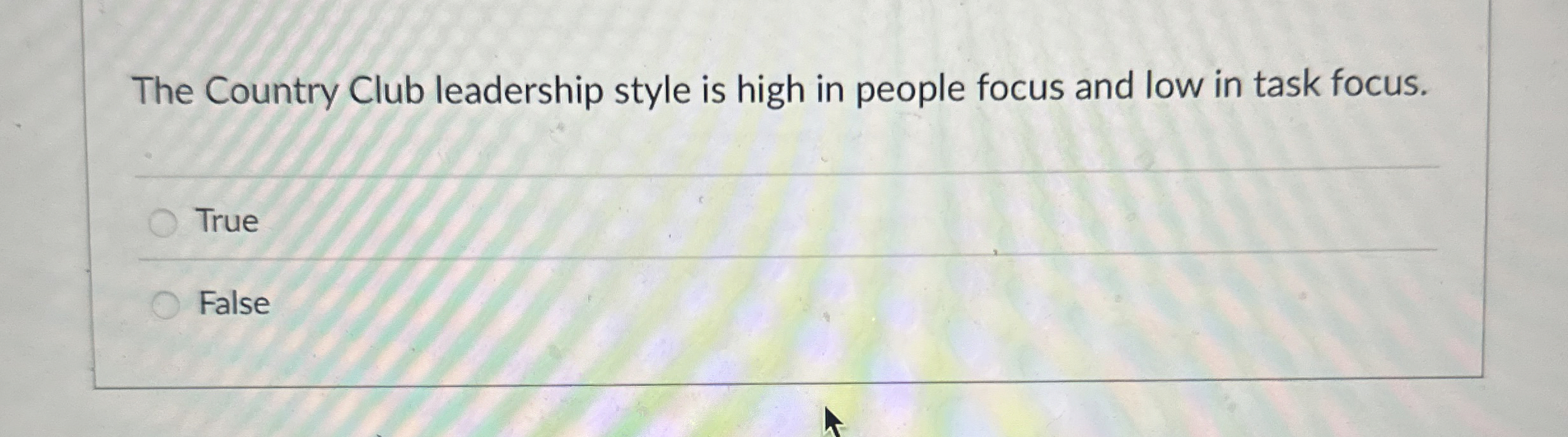 Solved The Country Club leadership style is high in people | Chegg.com