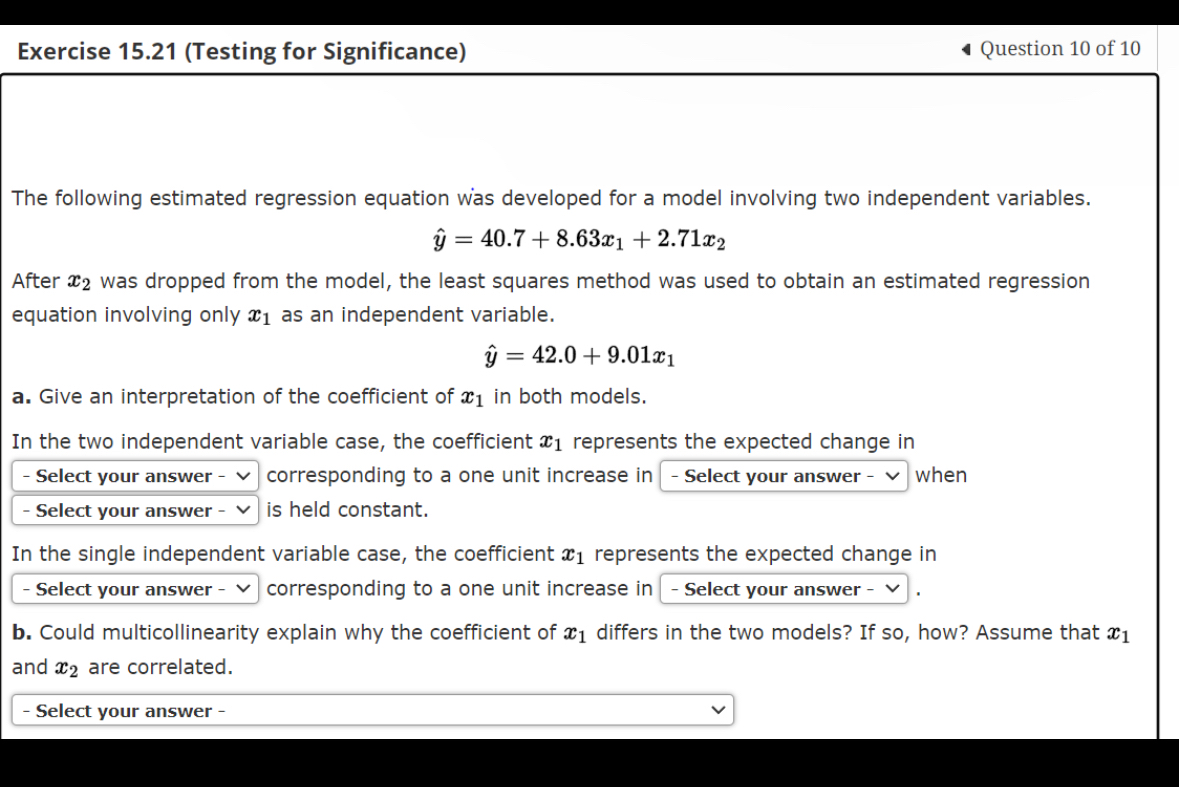 Solved Exercise 15.21 (Testing for Significance)Question 10 | Chegg.com