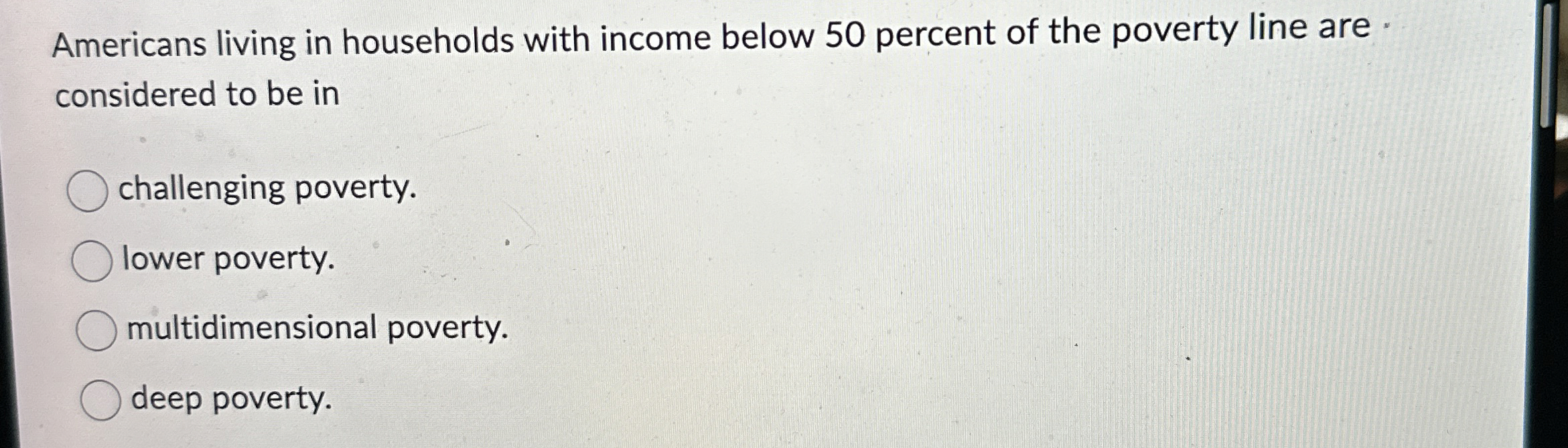 Solved Americans living in households with income below 50 | Chegg.com