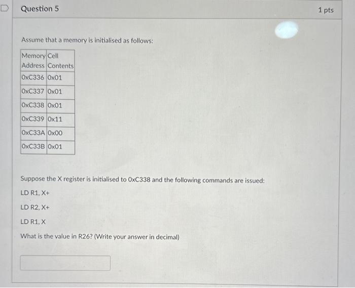 Solved Assume that a memory is initialised as follows: | Chegg.com