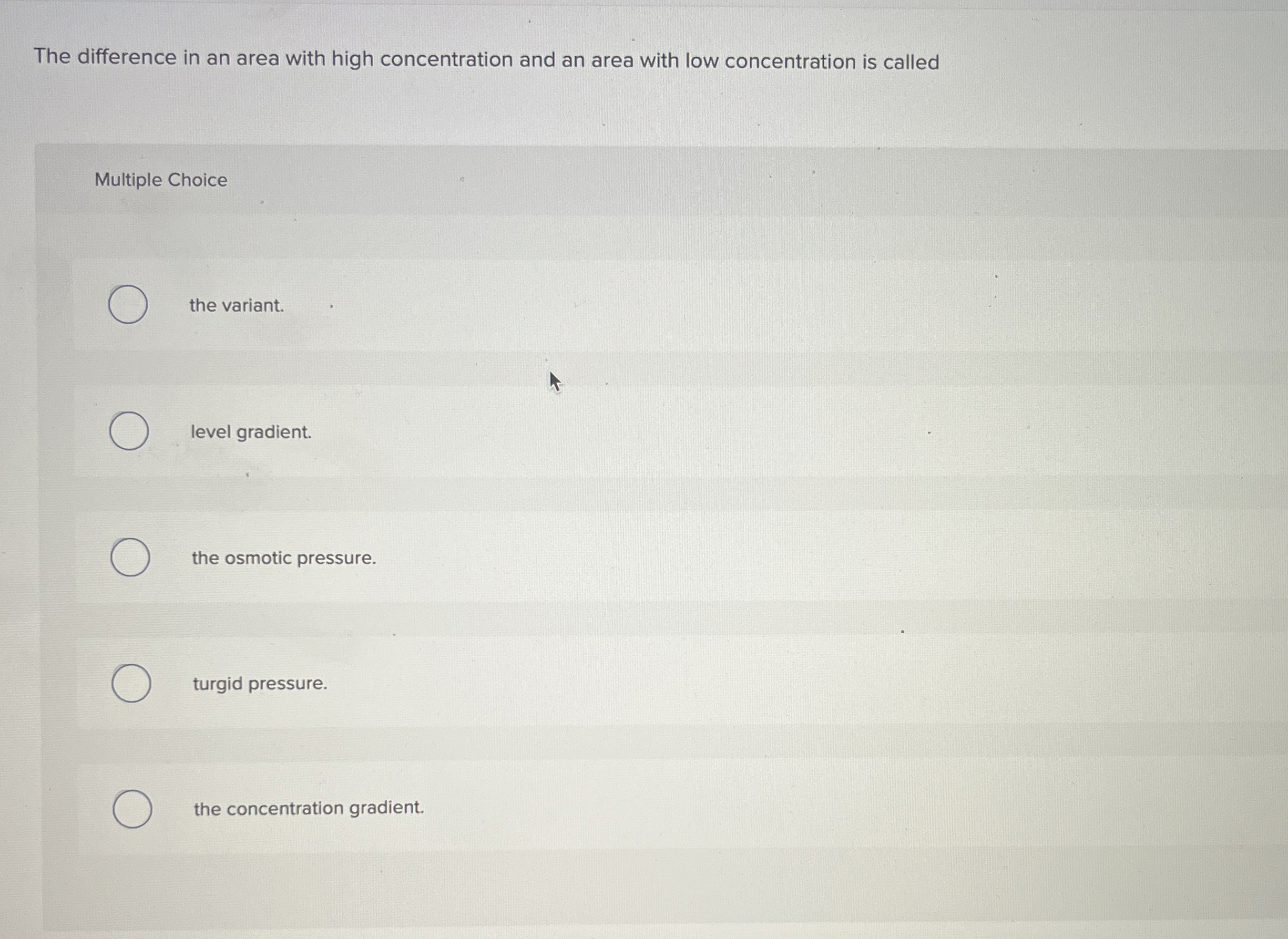 Solved The difference in an area with high concentration and | Chegg.com