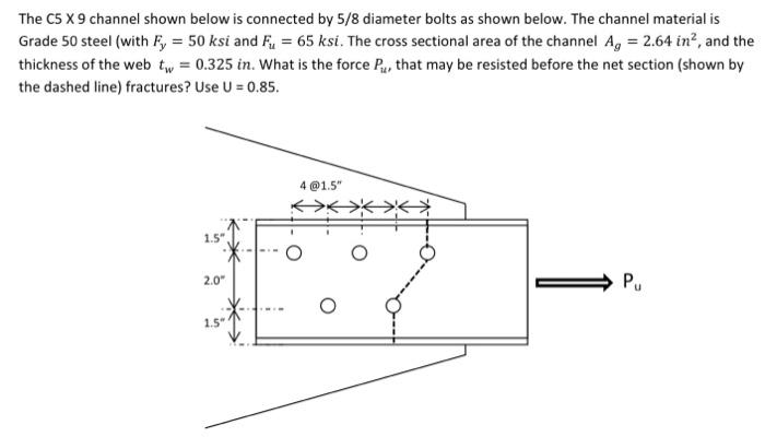Solved The C5 x 9 channel shown below is connected by 5/8 | Chegg.com