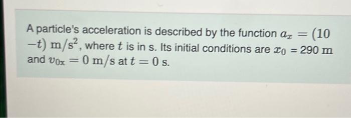 Solved A particle's acceleration is described by the | Chegg.com
