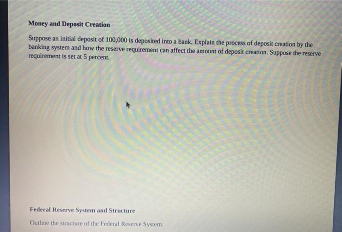 Solved Money and Deposit Creation Suppose an initial deposit | Chegg.com