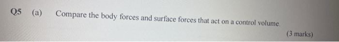 Solved 05 (a) Compare the body forces and surface forces | Chegg.com