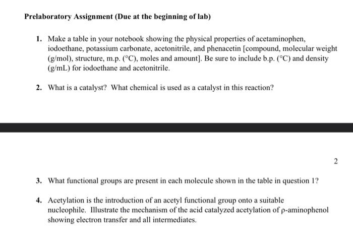Solved Prelaboratory Assignment (Due at the beginning of | Chegg.com