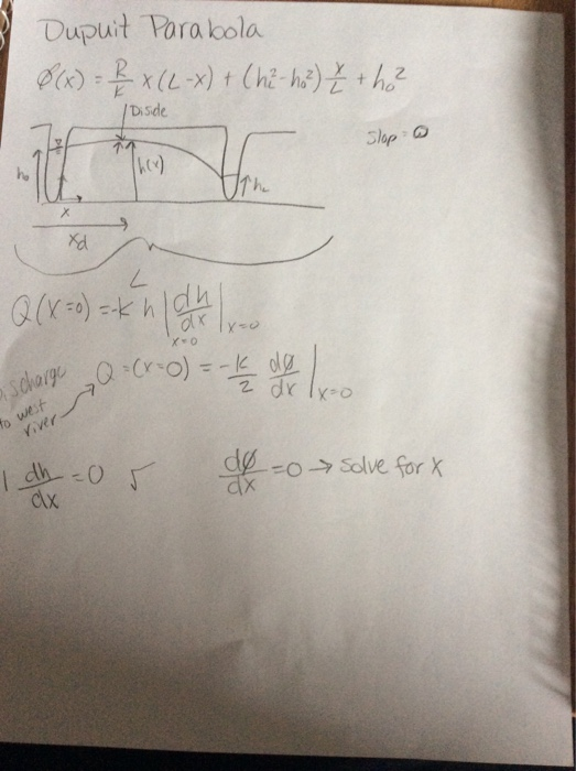 Solved 1 (10 pts.): Using the 'Dupuit parabola' formula we | Chegg.com