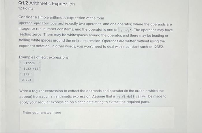 Solved Q1 Regular Expressions 34 Points For each of these | Chegg.com