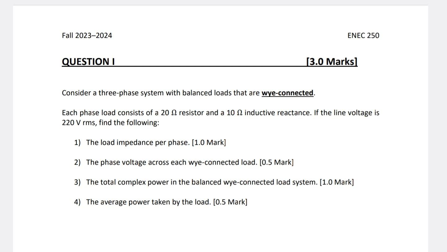 Solved Consider a three-phase system with balanced loads | Chegg.com