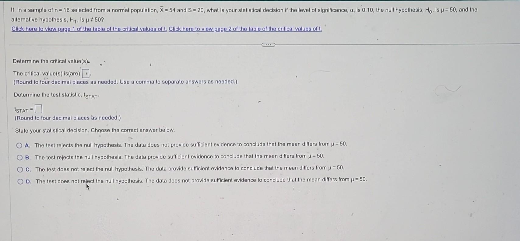 Solved If, in a sample of n=16 selected from a normal | Chegg.com