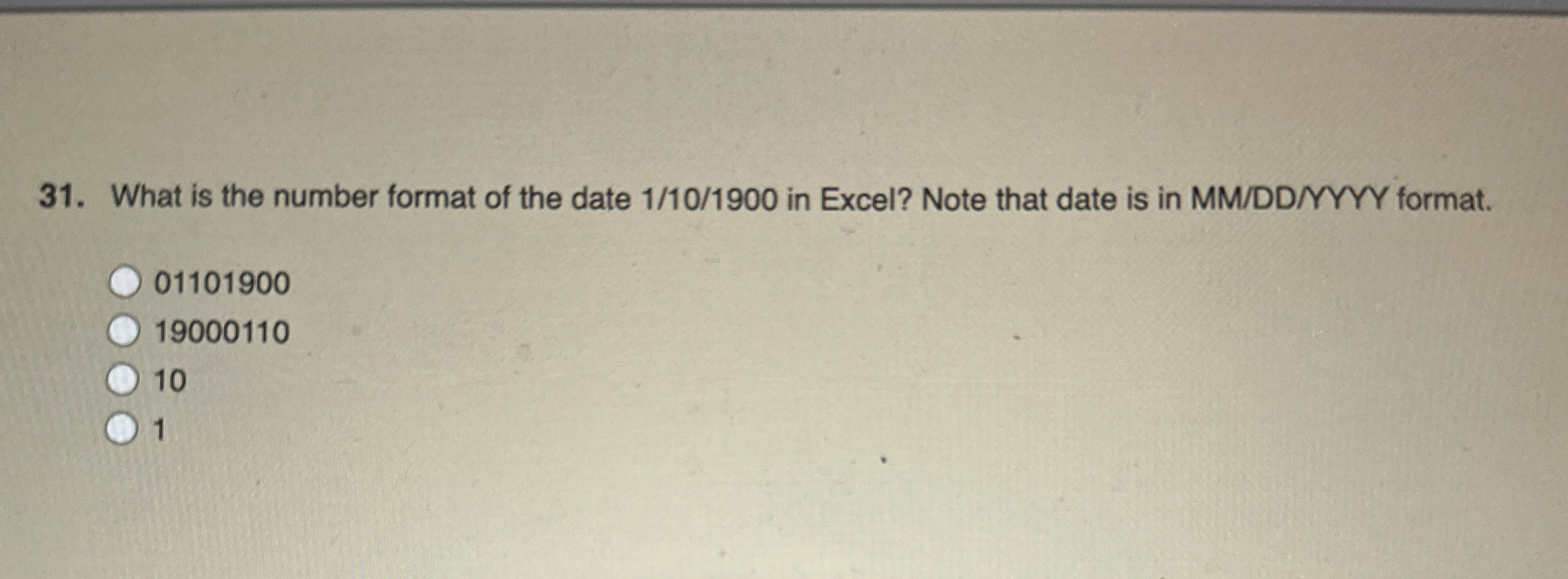 What is the number format of the date 110?1900 ﻿in | Chegg.com