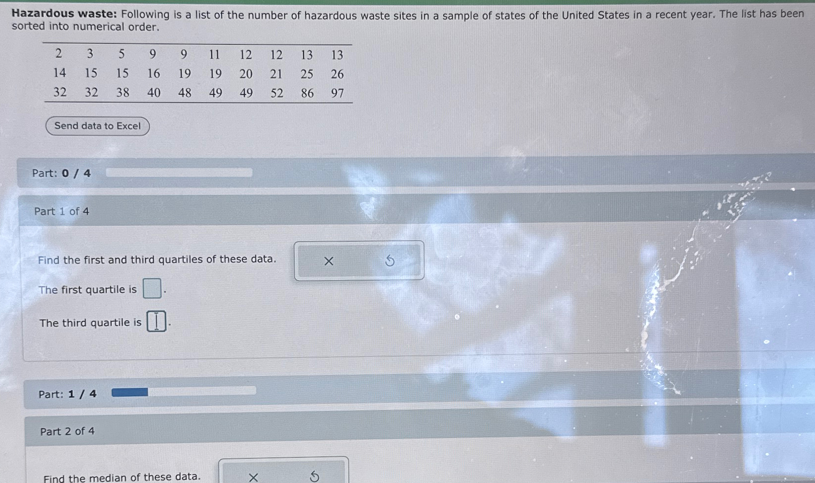 Solved Hazardous waste: Following is a list of the number of | Chegg.com