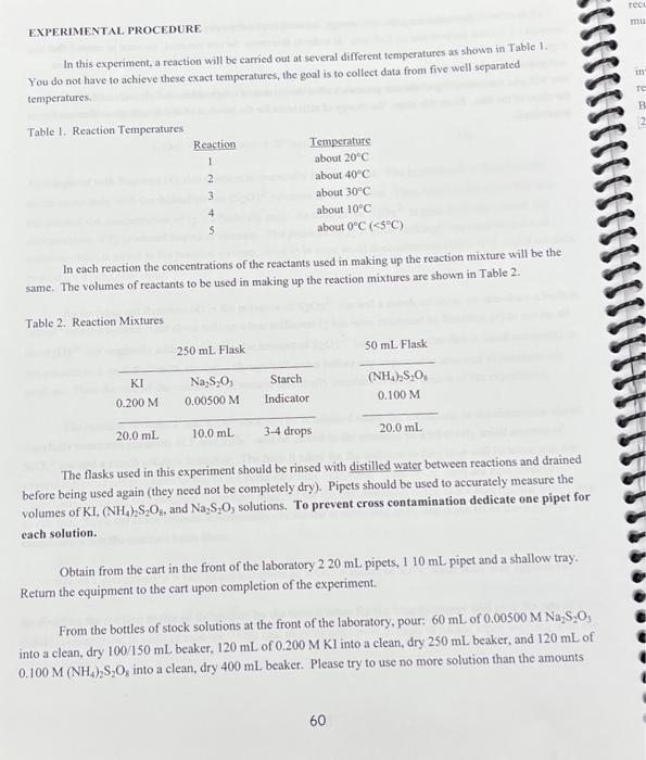 Solved Reaction 1 2 3 4 5 Time (sec) 138 45 1165 65 245 395 | Chegg.com