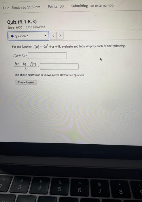 Solved For the function f(x)=6x2+x+8, evaluate and fully | Chegg.com