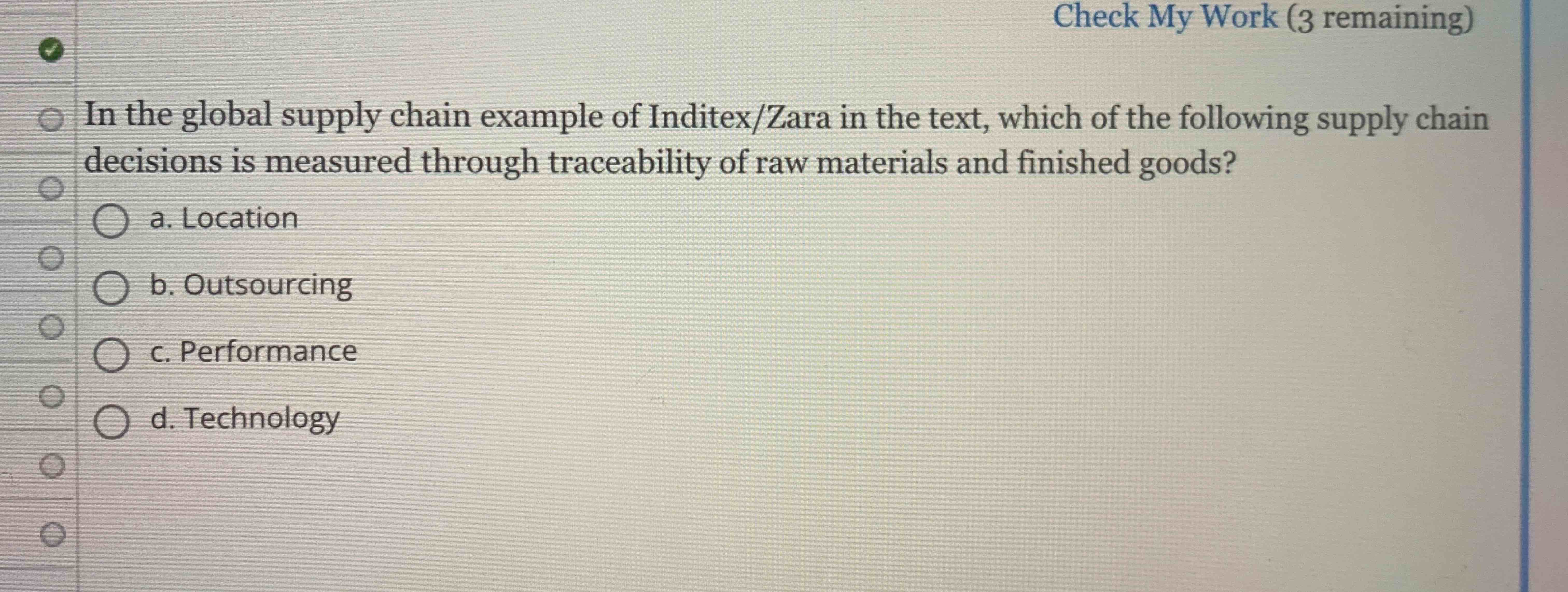 Solved Check My Work (3 ﻿remaining)In the global supply | Chegg.com