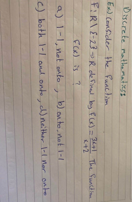 Solved Discrete Mathematics Ex) Consider the function | Chegg.com