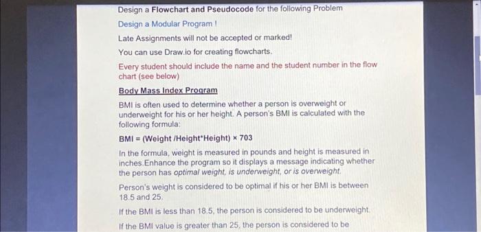 Solved Design a Flowchart and Pseudocode for the following | Chegg.com