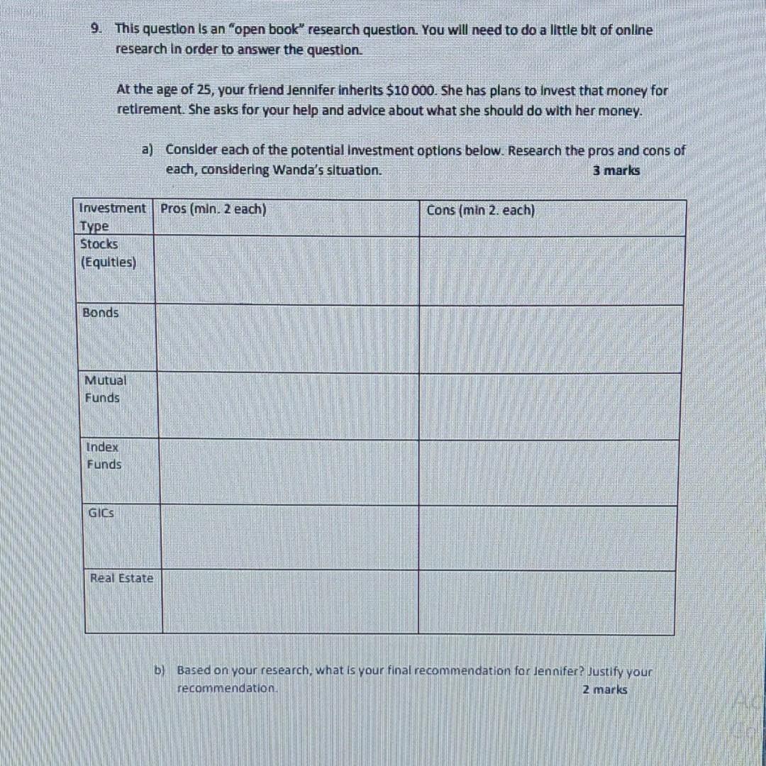 9. This question is an "open book" research question. | Chegg.com