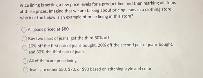 Solved Price lining is setting a few price levels for a | Chegg.com