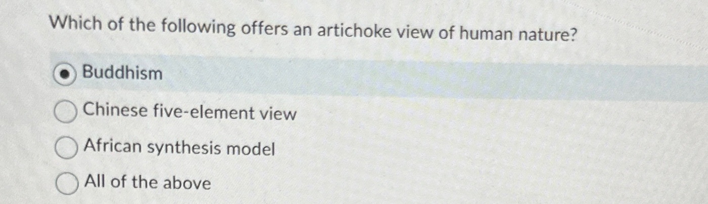 Solved Which of the following offers an artichoke view of | Chegg.com