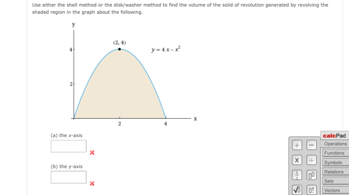 Solved Use either the shell method or the disk/washer method | Chegg.com
