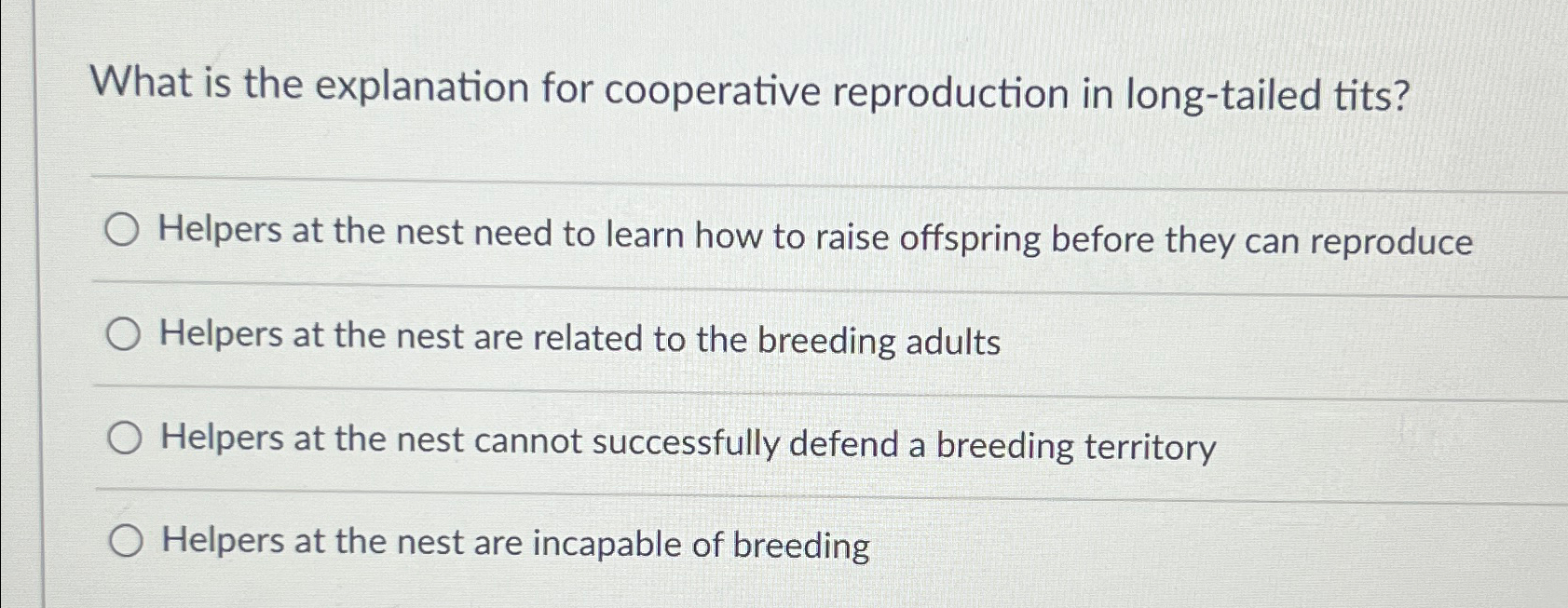 Solved What is the explanation for cooperative reproduction | Chegg.com