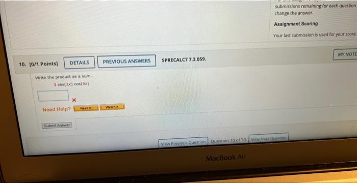 Solved submissions remaining for each question change the | Chegg.com