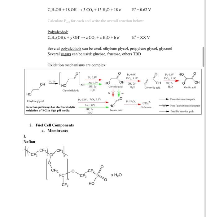 C3H7OH+18OH−→3CO2+13H2O+18e−E0=0.62 V Calculate Eent | Chegg.com