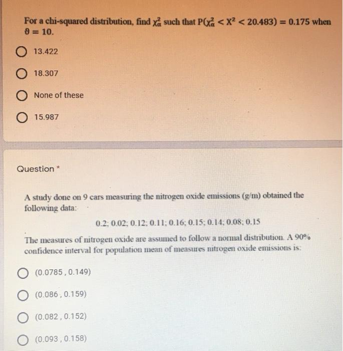 Solved For a chi-squared distribution, find xa such that | Chegg.com