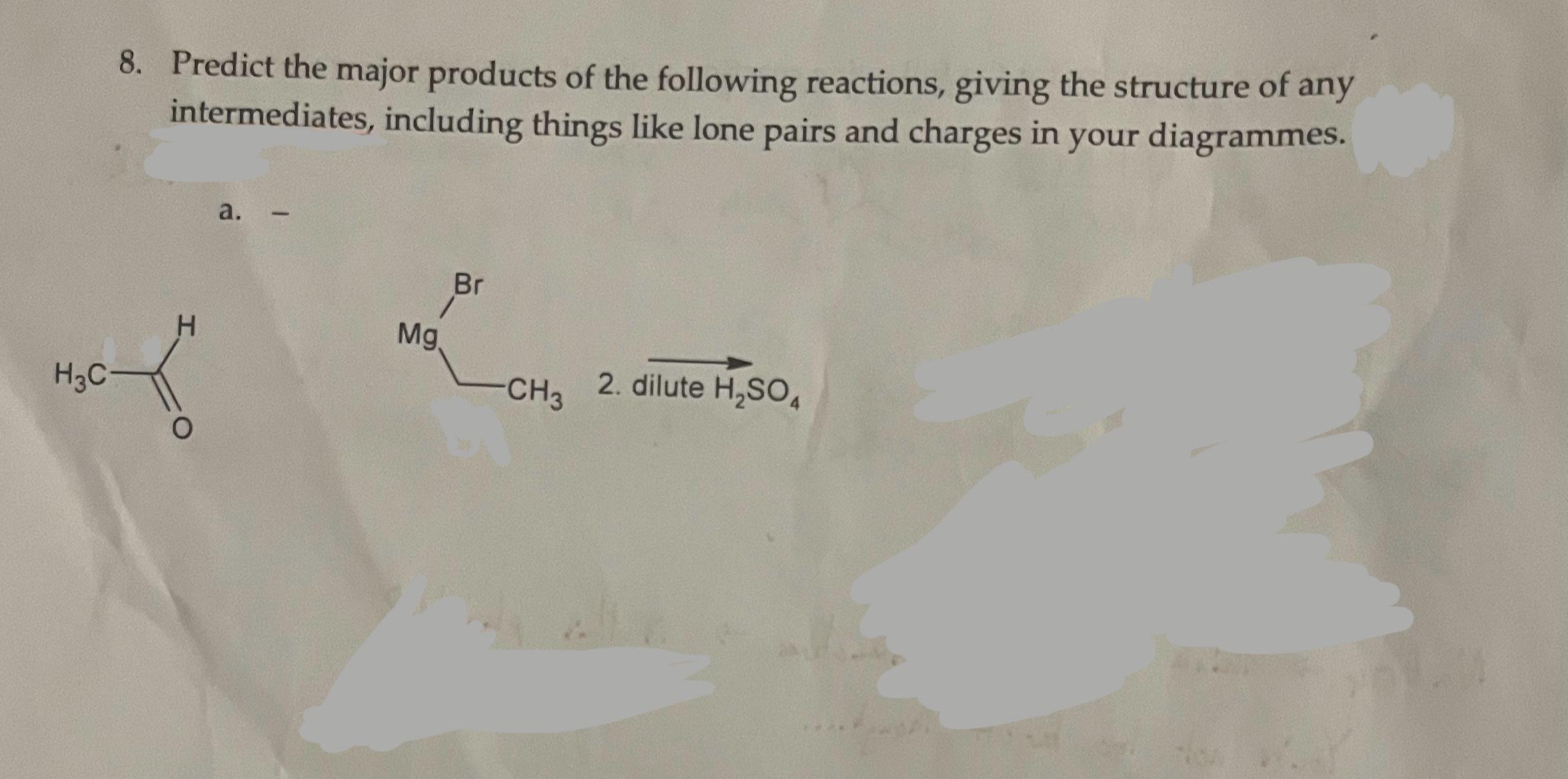 Solved Predict the major products of the following | Chegg.com