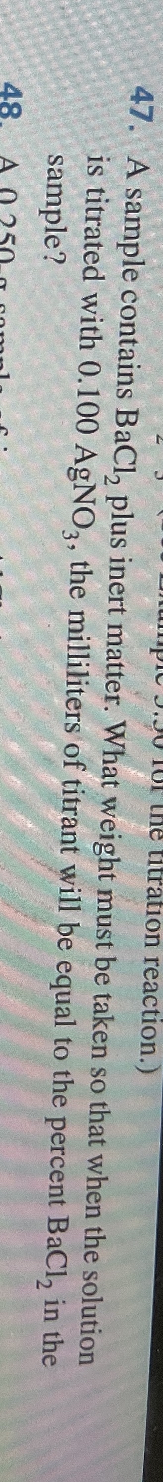 Solved A sample contains BaCl2 ﻿plus inert matter. What | Chegg.com
